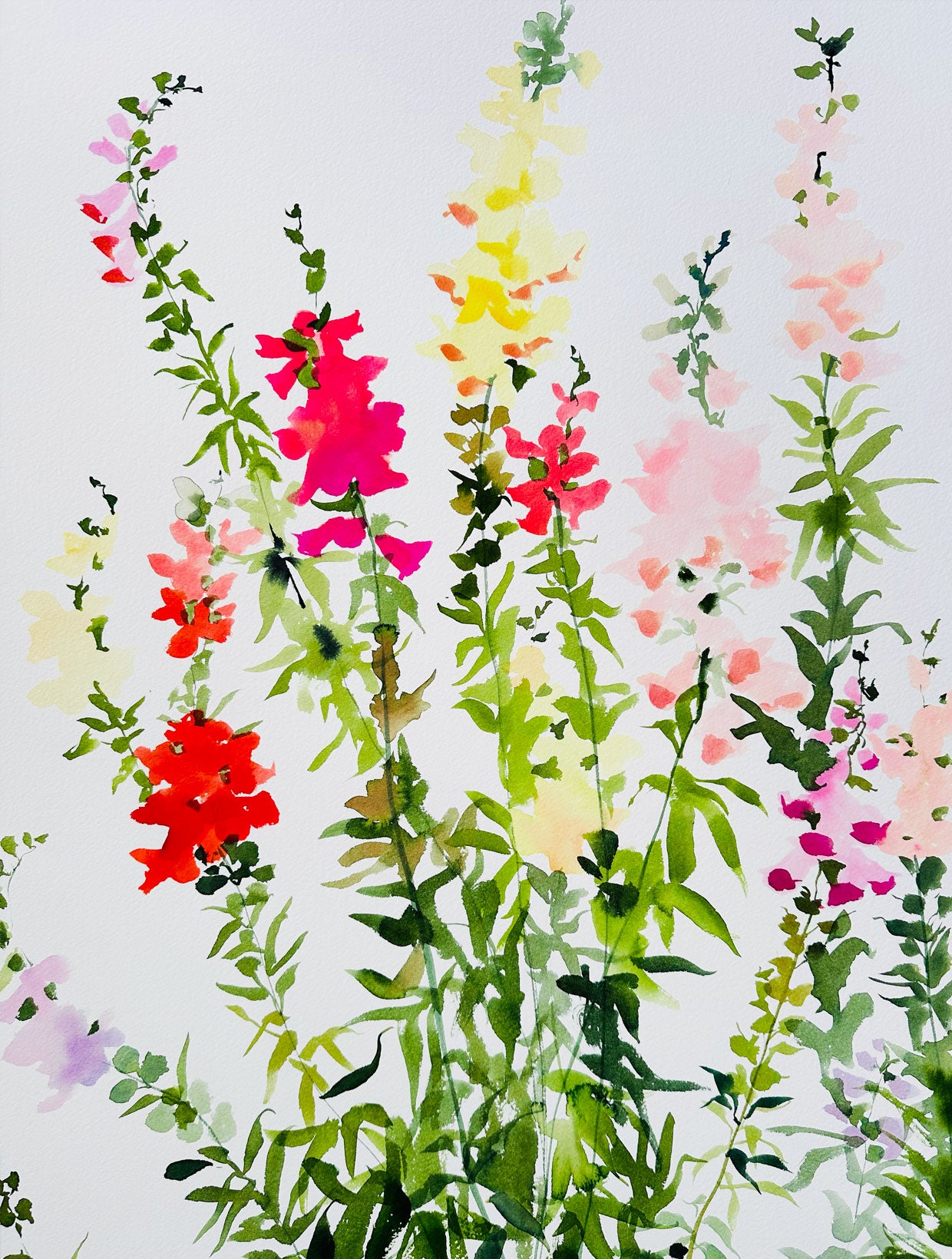 Foxgloves in Watercolor